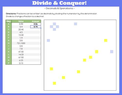 Converting Fractions to Decimals - Pixel Art/Google Activity by Mr Joe ...