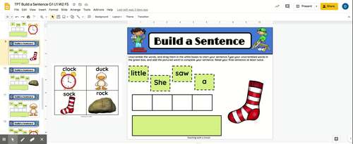 Sentence Building Activity myView Grade 1 BUNDLE Unit 2 Weeks 1-5 Digital