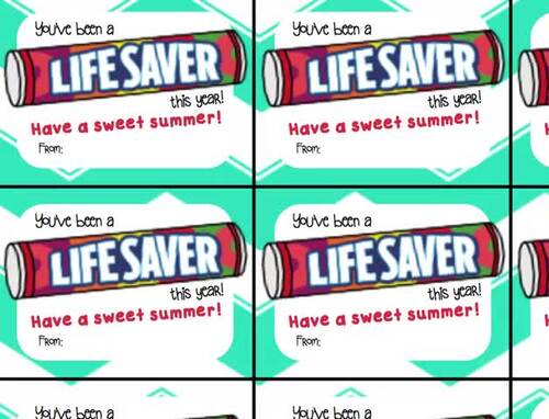 Lifesavers End of Year Gift Tag- You've been a lifesaver this year ...