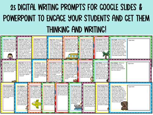 Creative Writing Prompts for August | DIGITAL Task Cards | Prewriting ...