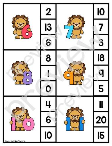 PreK-K Clip Cards Numbers 0 to 20 Number Recognition Practice ...