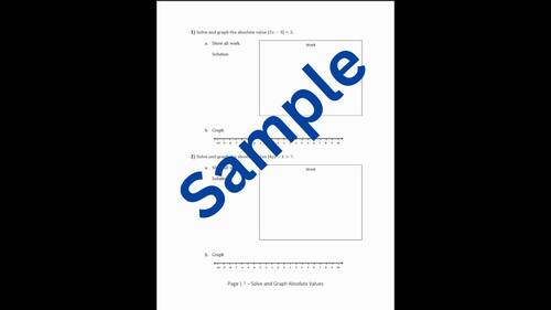 Solving and Graphing Absolute Values in One and Two Variables Activity