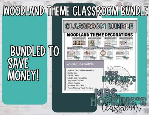 Classroom Decor Bundle in Woodland Theme with Editable Features | TPT