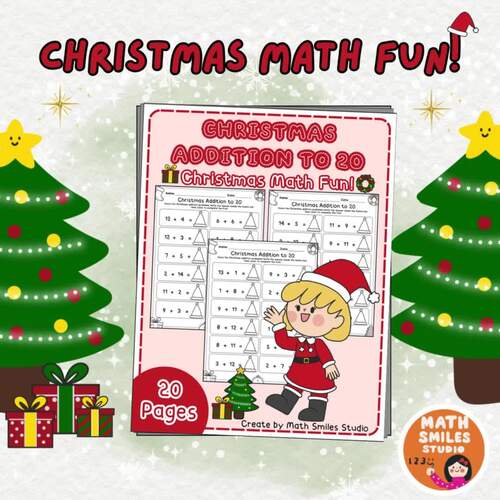 Christmas Addition to 20 Worksheet | Santa Hat Math | Holiday ...