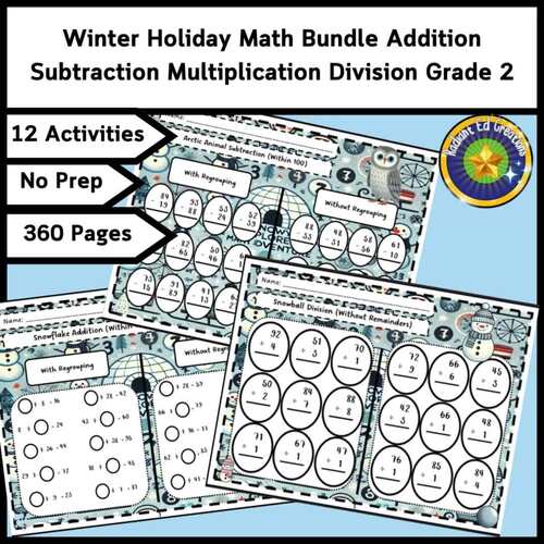 Winter Holiday Math Bundle Addition Subtraction Multiplication Division ...