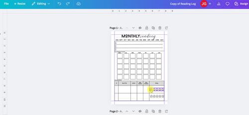 Printable and Editable Monthly and Daily Reading Log and Book Review Pages