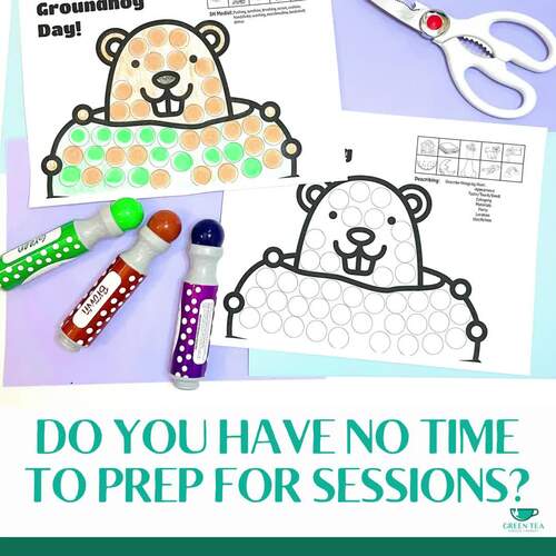 Groundhog Day Articulation & Language Worksheets - Speech Therapy Dot Art