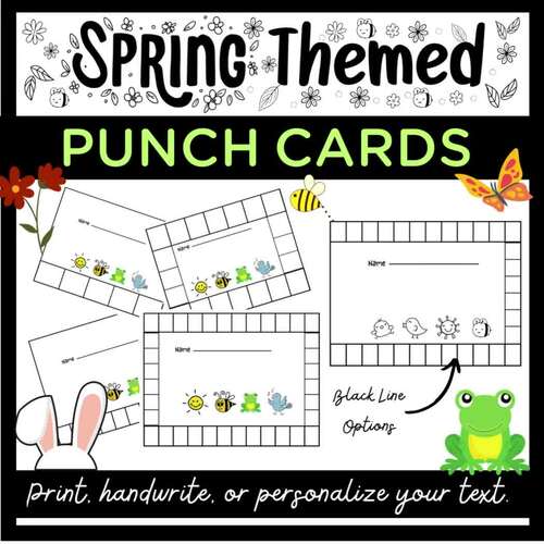 punch cards template | behavior punch cards | rewards Spring Themed by ...