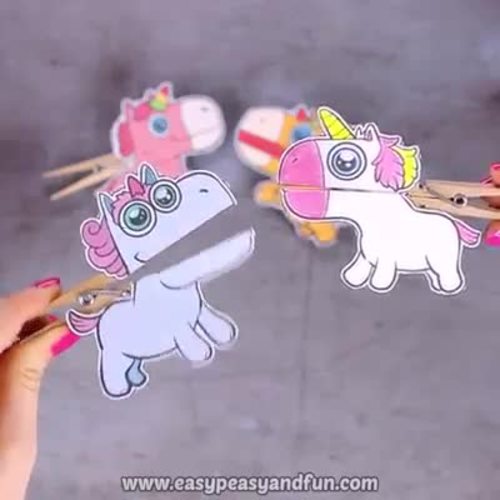 Unicorn Craft | Clothespin Puppets | Letter U by Easy Peasy and Fun