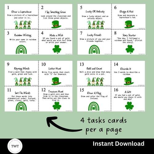 St Patrick's Day Task Cards Activities by Together We Teach AU | TPT