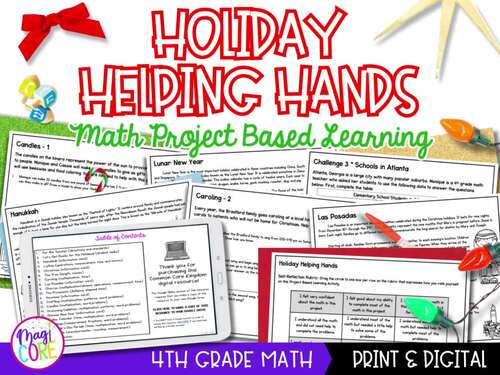 Holiday Helping Hands Project Based Learning - 4th Grade Math Christmas ...