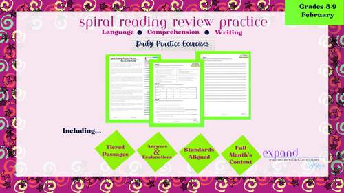 Spiral Reading Review Practice: Daily Practice Exercises, Middle & High ...