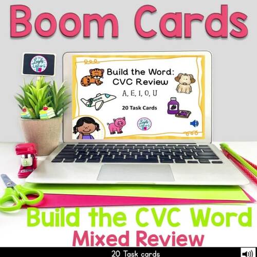 Boom Cards™ Build the CVC Word Mixed Short Vowels Phonics Review