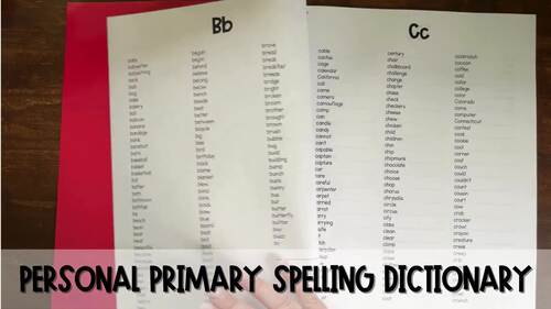 Personal Primary Spelling Dictionary | Printable Word Book | TPT