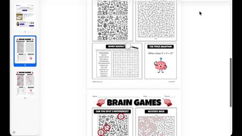 End of Year Time Filler Activities Printable Brain Game Logic Puzzle ...
