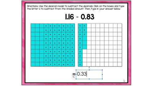 Subtracting Decimals Digital Activities 5.NBT.7 by Fifth Grade Fab