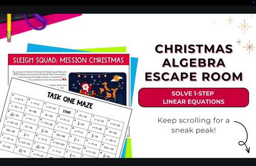 Solving One-Step Linear Equations | Christmas Algebra Escape Room