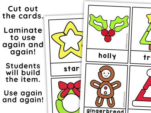 Christmas Dough Task Cards Pretend Play Center Activity Fine Motor Practice