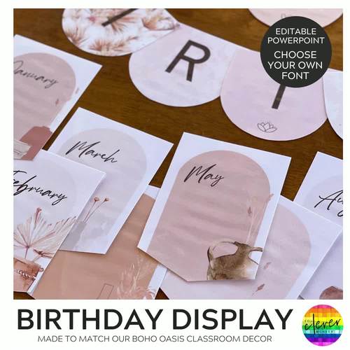 BOHO OASIS Classroom Birthday Display | Neutral Classroom Theme by ...