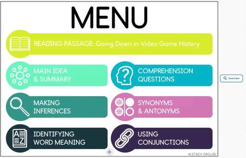 Video Games Reading Comprehension Passage & Questions Speech Therapy ...