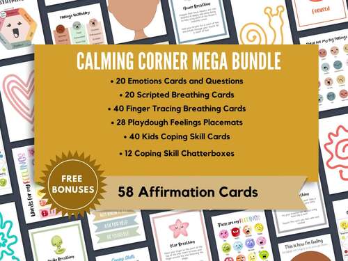 Calm Corner and Coping Skills Bundle for Kids To Develop Emotional ...