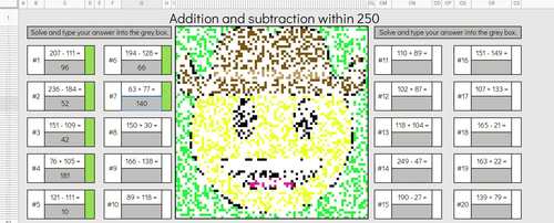 Digital Math Pixel Art | 5th Grade Fluency Addition and Subtraction ...