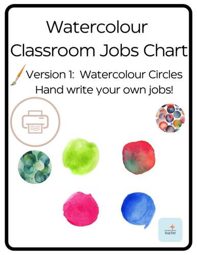Watercolour Classroom Jobs Just Print and Go! by Ayesha Teaching ...
