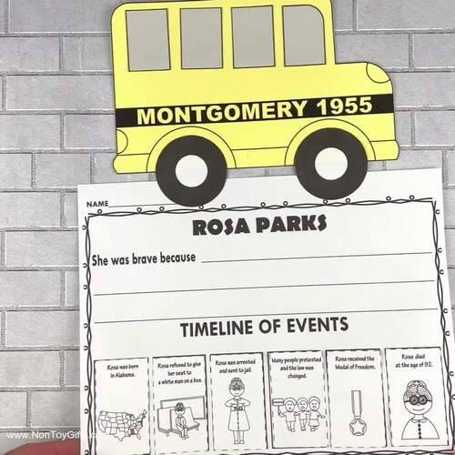 Rosa Parks Craft And Writing Activity With Timeline - Black Month History