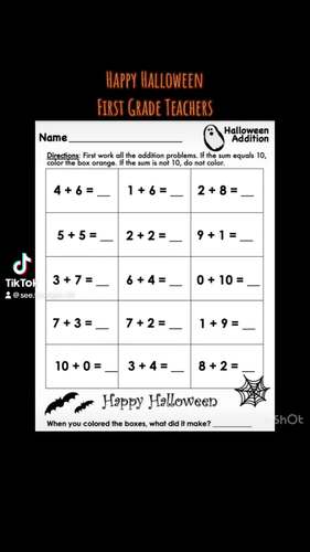 Halloween Morning Work for 1st Grade Reading, Writing, Math, Phonics & Fun