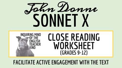 Sonnet X by John Donne ("Death Be Not Proud") Close Reading Worksheet