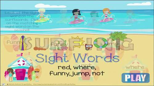 Pre-Primer Surfing Sight Word Digital Game Use with PowerPoint ...
