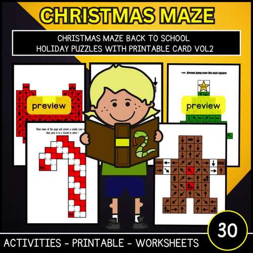 Christmas Maze activities for kids Holiday Puzzles back to school game ...