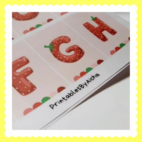 Strawberry Theme Letters and Alphabets Flashcards| Printables ABC ...