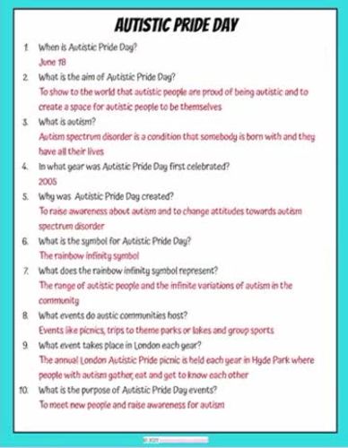 Autistic Pride Day Guided Reading Comprehension by Metacognitive Teacher