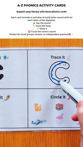Alphabet Activity Cards A–Z, ABC Letter Tracing, Phonics Sounds Practice,