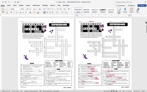 7th Grade Math Crossword Puzzles (Fun Printable Worksheets) - 2023 ...