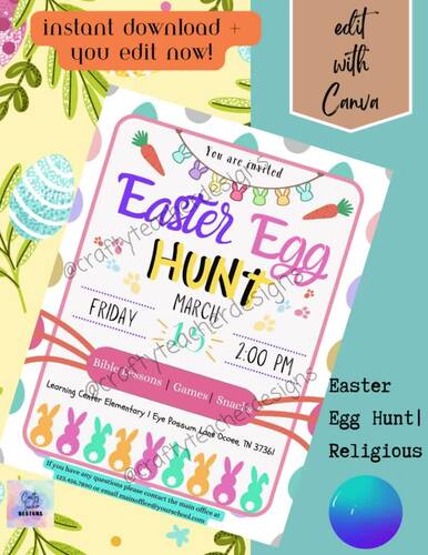 EDITABLE, Easter Egg Hunt Flyer, Spring, Social Media, Digital Download