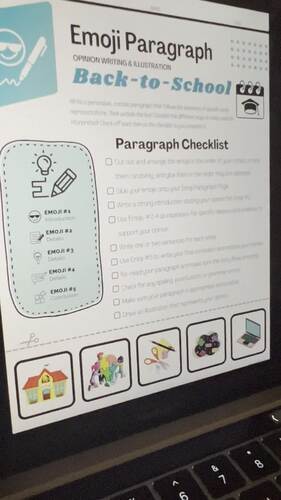 ☀️Emoji Back-to-School Printable Writing Activity- Short Power Paragraph