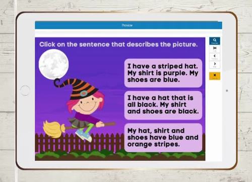 Matching Pictures and Sentences: Halloween Descriptions (Boom Cards)