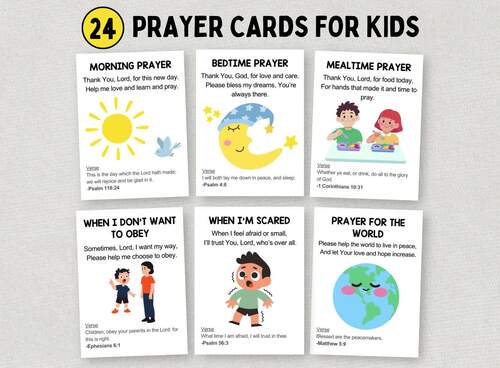 Prayer Cards for Sunday School Bible Study: 24 KJV Scripture Verse Cards