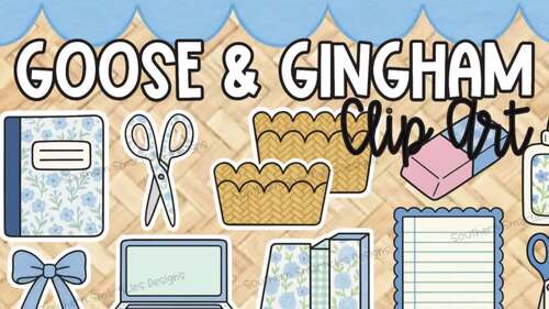 Goose and Gingham Clipart | Grandmillennial Coquette Classroom Decor