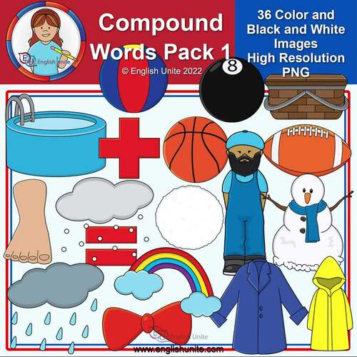 Compound Words Clip Art Bundle – 346 PNG Images by English Unite Clip Art