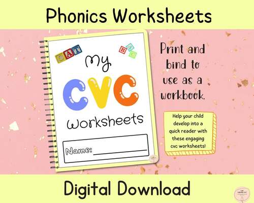 Printable CVC Phonics Worksheets, Kindergarten Spelling and Reading ...