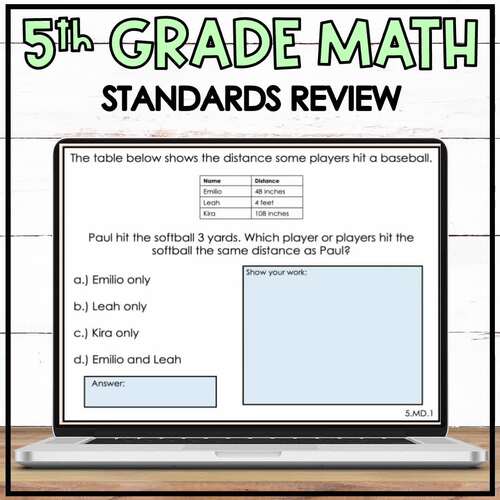Fifth Grade Math Review Progress Monitoring for the Year - Great for ...