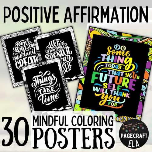 Positive Affirmation Posters | Mindful Coloring | SEL | Decorations