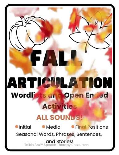 Fall Articulation Workbook | Speech Therapy for All Sounds by Talkle Box