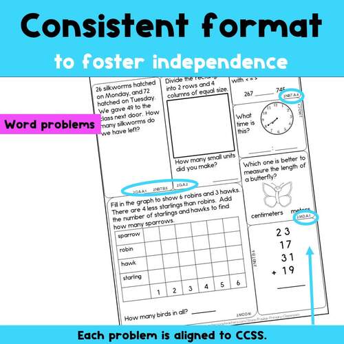 April Morning Work 2nd Grade Math Worksheet Packets Spiral Review Daily ...