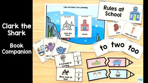 Back to School Book Companion for Clark the Shark with Homophone Activities