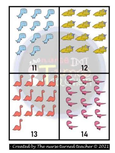 Dinosaur number flashcards 11 - 20 by the nurse turned teacher | TPT