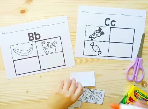 Beginning Sound Cut and Paste Worksheets by The Joy in Teaching | TPT